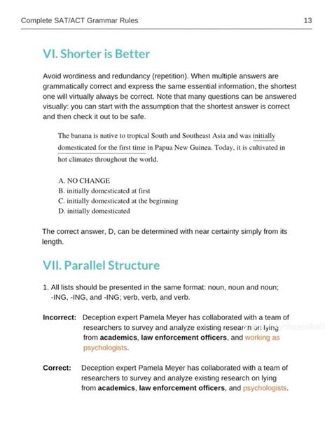Shorter Is Better And Parallel Structure Grammar Rules Grammatically Correct Short Answers