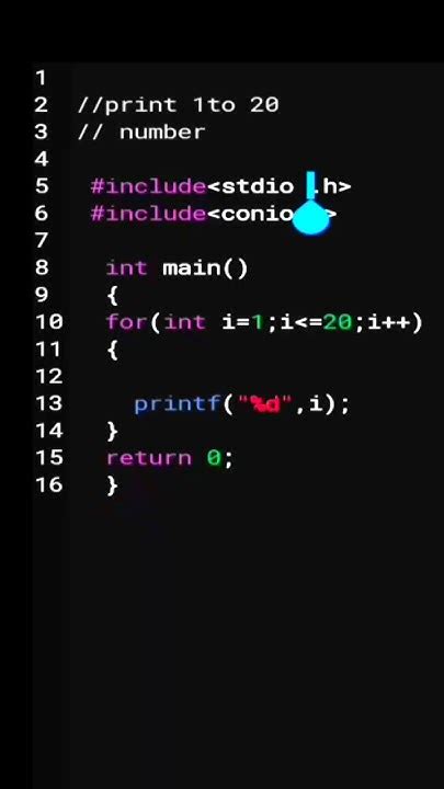 Print 1to 20 Number 🔥😱😱 In C Programming Shorts Youtubeshorts Viral Coding Trendingshorts