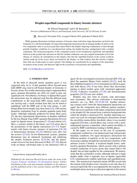 Pdf Droplet Superfluid Compounds In Binary Bosonic Mixtures