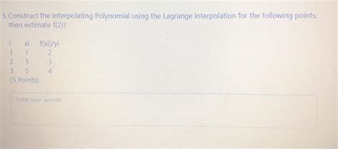 Solved 3 Construct The Interpolating Polynomial Using The