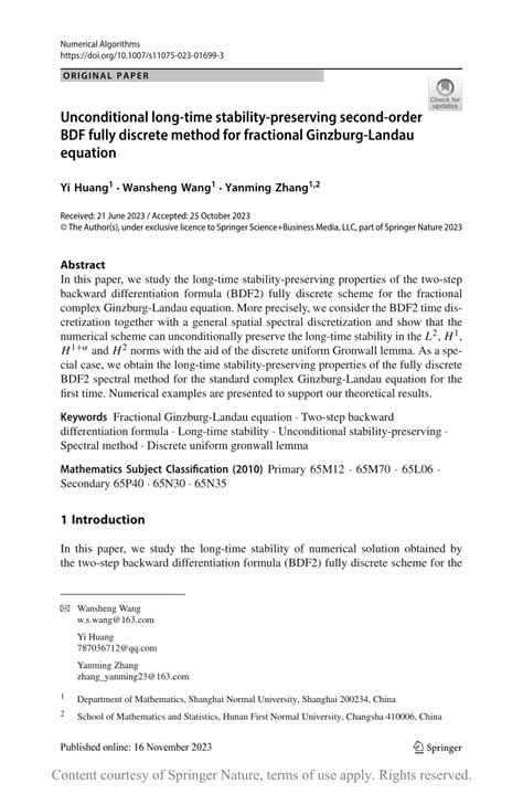 Unconditional Long Time Stability Preserving Second Order BDF Fully Discrete Method For
