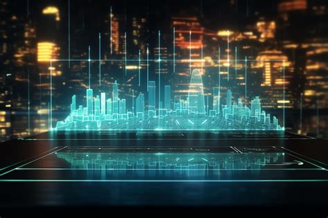 Premium Photo A Holographic Display Projecting 3d Data Visualizations Modern Futurism Background