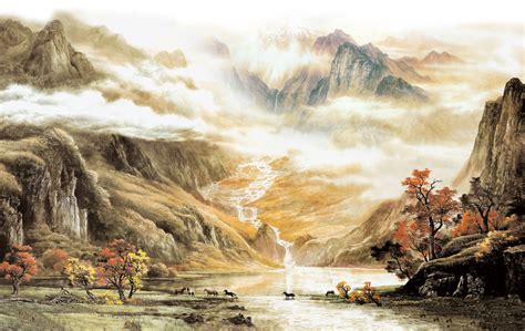A063307山水情 017 高清壁画素材 壁画电视背景墙沙发背景墙壁画素材