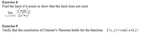 Solved Exercise Find The Limit If It Exists Or Show That Chegg