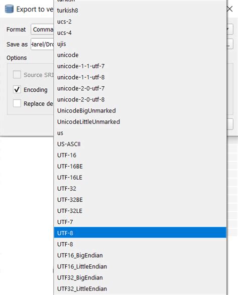 Db Manager Export Has Duplicate Utf 8 Values In Encoding Drop Down List · Issue 49429 · Qgis