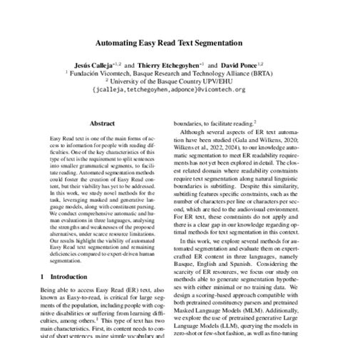 Automating Easy Read Text Segmentation Acl Anthology