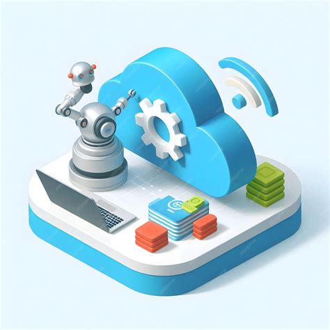 3d Flat Icon As Cloud Computing Automation With Robotic Process Automation Rpa Symbols Concept