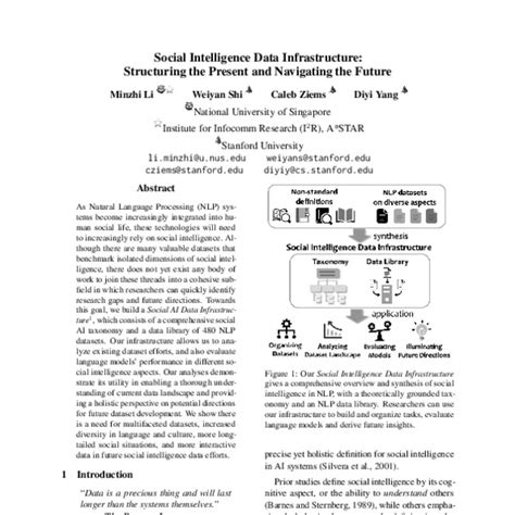 Social Intelligence Data Infrastructure Structuring The Present And Navigating The Future Acl