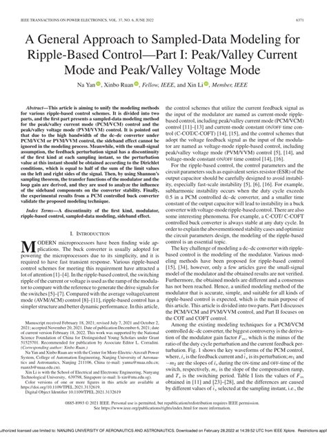 PDF A General Approach To Sampled Data Modeling For Ripple Based ControlPart I Peak Valley