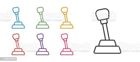 흰색 배경에 격리된 라인 기어 시프터 아이콘을 설정합니다 수동 변속기 아이콘입니다 아이콘을 다채롭게 설정하십시오 벡터 개념에 대한 스톡 벡터 아트 및 기타 이미지 Istock