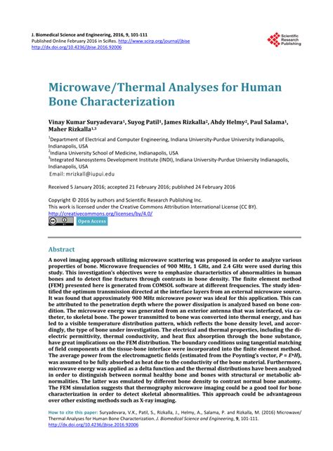 Pdf Microwavethermal Analyses For Human Bone Characterization