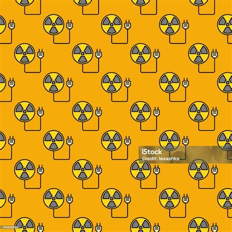 Plug From Radiation Symbol Vector Radiation Warning Colored Seamless Pattern Stock Illustration
