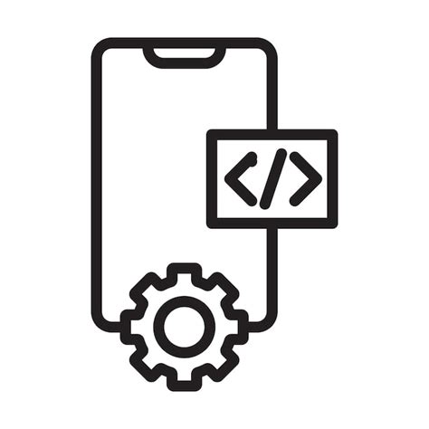 Premium Vector Mobile App Development Line Icon Isolated On White Background