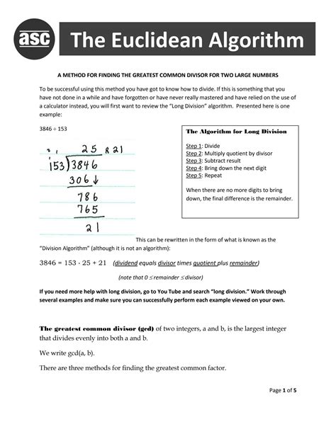 SOLUTION The Euclidean Algorithm Studypool