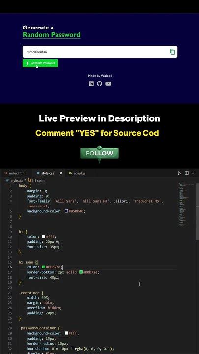Random Password Generator Using Html Css Js Shorts Coding Youtube