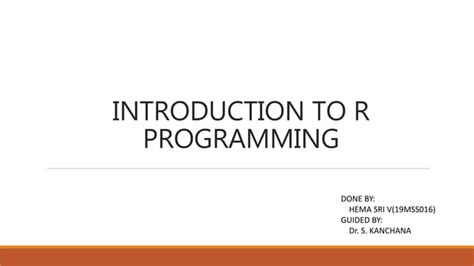 Introduction To R Programming Pptx Programming Languages Computing