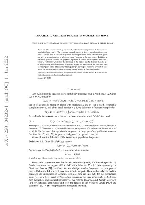 Pdf Stochastic Gradient Descent In Wasserstein Space