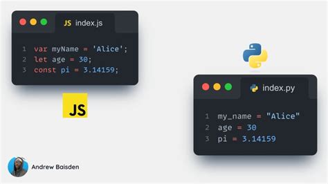 💻 andrew baisden on linkedin variables javascript vs python