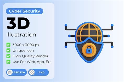 Premium Psd Network Security 3d Illustration