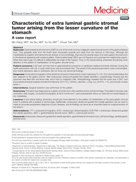 Pdf Characteristic Of Extra Luminal Gastric Stromal Tumor Arising