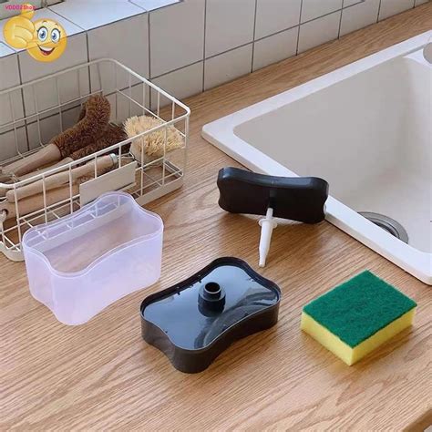 ที่กดน้ำยาล้างจาน 2in1 แถมฟรีฟองน้ำล้างจาน ทุกกล่อง กล่องปั้มน้ำยาล้างจาน ห้องครัว Shopee Thailand