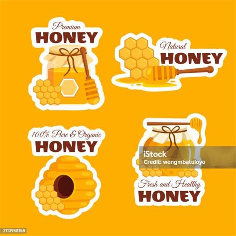 꿀 가게 라벨 플랫 만화 손으로 그린 템플릿 배경 일러스트 건강한 생활방식에 대한 스톡 벡터 아트 및 기타 이미지 건강한