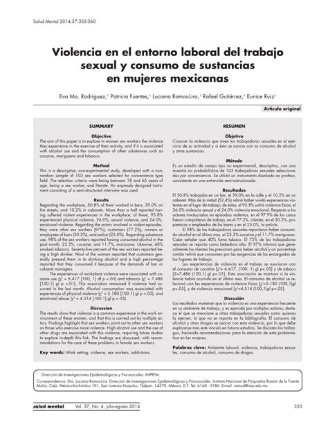 Pdf Violence In The Working Environment Of Sex Work And Substance Use