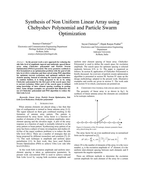 Pdf Synthesis Of Non Uniform Linear Array Using Chebyshev Polynomial