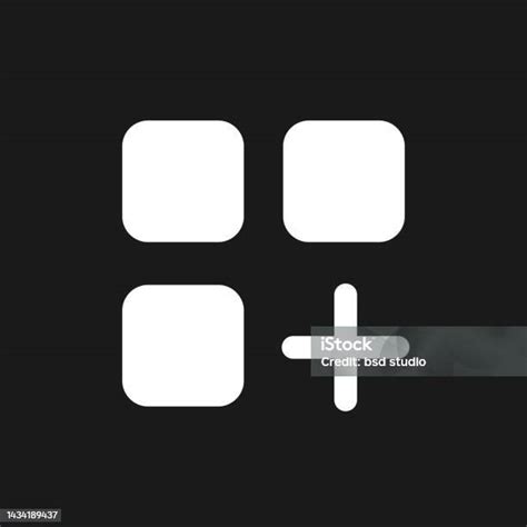 Menu With Add Option Pixel Dark Mode Glyph Ui Icon Stock Illustration Download Image Now