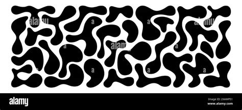 Set Of Irregular Blobs Black Random Liquid Organic Shapes Wavy Deform Spots Fluid Circle Or