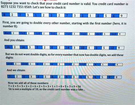 Suppose You Want To Check That Your Credit Card Number Is Valid You