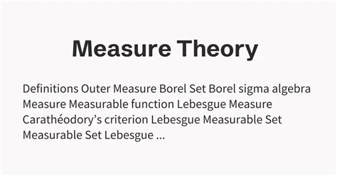 Measure Theory