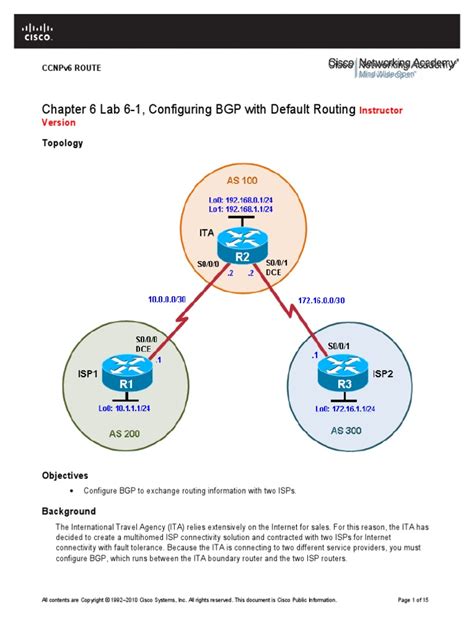 Ccnpv6 Route Lab6 1 Bgp Config Instructor Pdf Router Computing