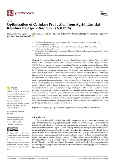 Pdf Optimization Of Cellulase Production From Agri Industrial