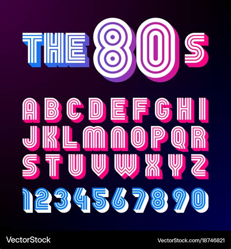 Eighties Style Retro Font 80s Design Royalty Free Vector