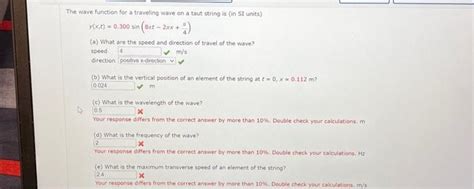 Solved The Wave Function For A Traveling Wave On A Taut Chegg