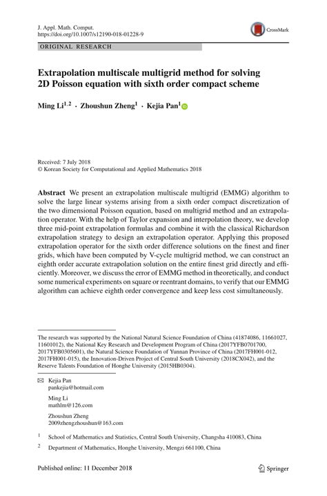 Pdf Extrapolation Multiscale Multigrid Method For Solving 2d Poisson