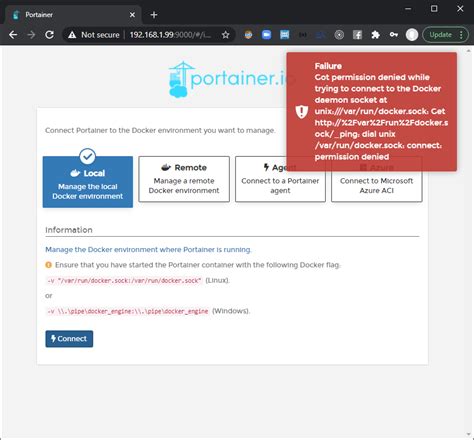 Portainer Got Permission Denied While Trying To Connect To The Docker Daemon Socket Stack