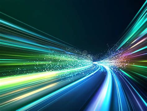 Futuristic Data Stream Flowing Through Digital Tunnel Visualization Stock Illustration