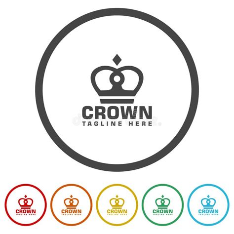 Crown Star Company Logo Set Icons In Color Circle Buttons Stock Vector