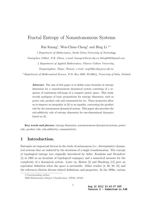 Pdf Fractal Entropy Of Nonautonomous Systems
