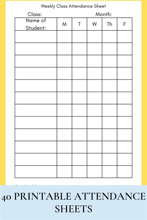 40 Free Printable Attendance Sheets Printaboles