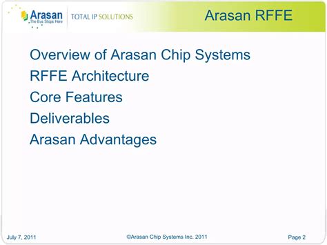 Radio Frequency Front End Rffe Mipi Core From Arasan Chip Systems Ppt