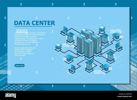 Concept Of Data Network Management Vector Isometric Map With Business Networking Servers