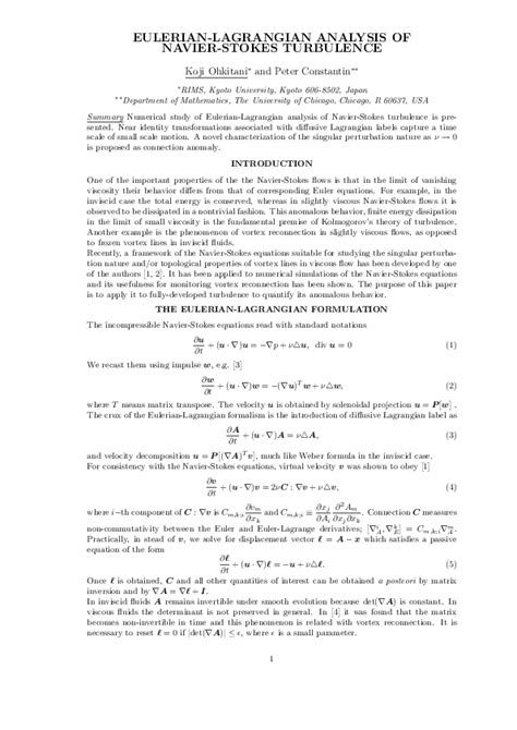 Pdf Eulerian Lagrangian Analysis Of Navier Stokes Turbulence