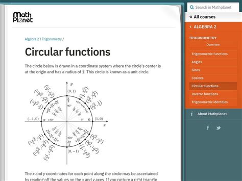 Math Planet Algebra 2 Circular Functions Ebook For 9th 10th Grade Lesson Planet