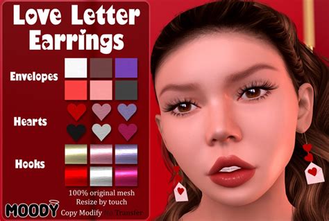 Second Life Marketplace Moody Love Letter Earrings Set