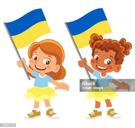우크라이나 국기를 들고 있는 어린이 국가 지리적 지역에 대한 스톡 벡터 아트 및 기타 이미지 국가 지리적 지역 기 등장인물 Istock