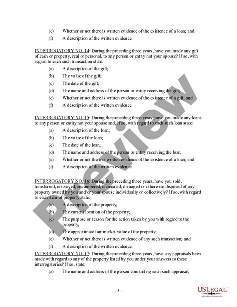 Texas Discovery Interrogatories For Divorce Proceeding For Either Plaintiff Or Defendant Us