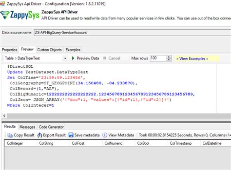 How To Query Google Bigquery Data Using Odbc Ssis Datatypes Such As Record Json Array